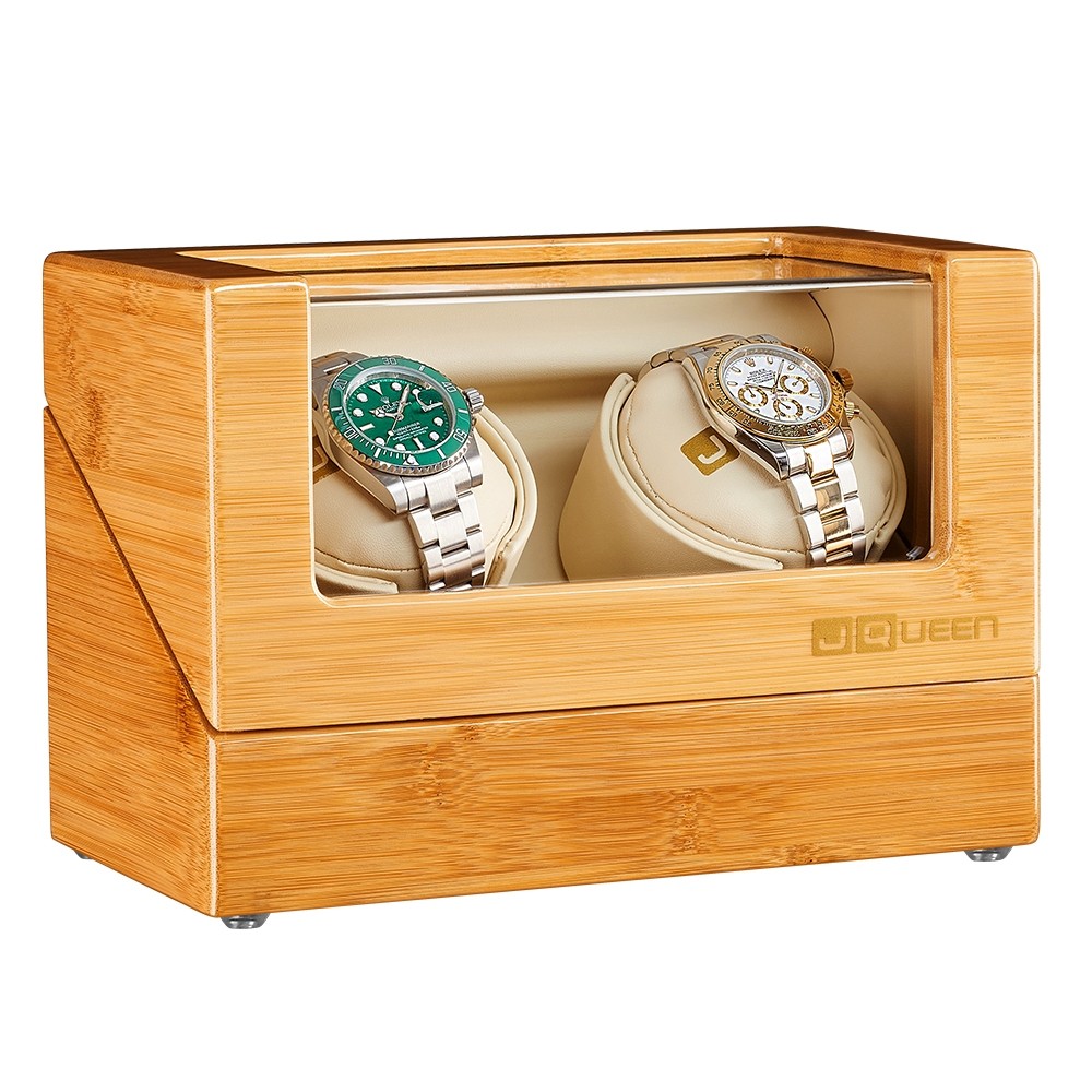 Luxury Jqueen Bamboo Double Watch Winder