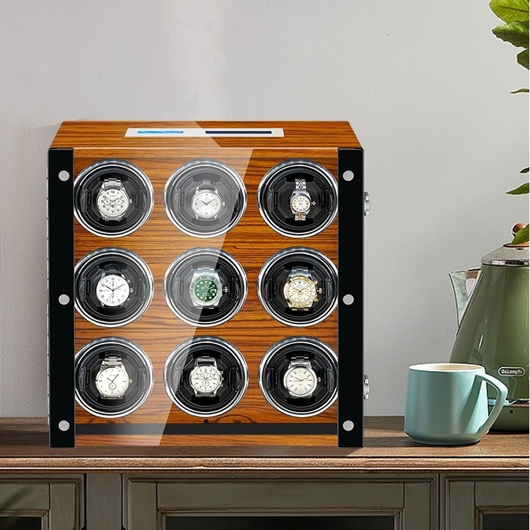 Nine Automatic Watch Storage With Lcd Touch Screen in Golden Black Interior