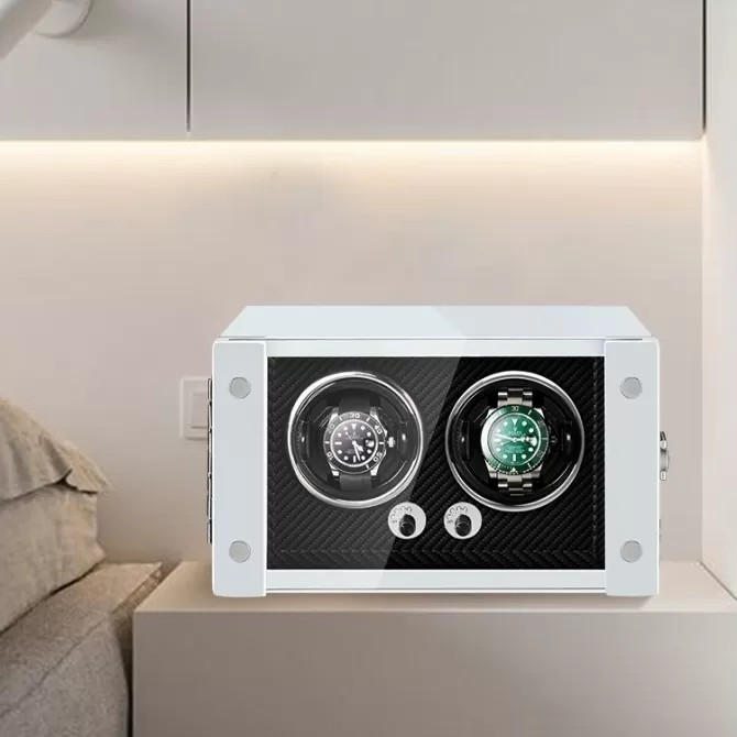 Jqueen Acrylic Double Watch Winder White